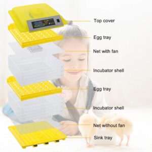 2 in1 Egg Incubator, 96 Eggs Fully Automatic Digital Poultry Hatcher Machine Breeder with Temperature Control and Auto Turning for Hatching Chicken Duck Goose Quail Birds