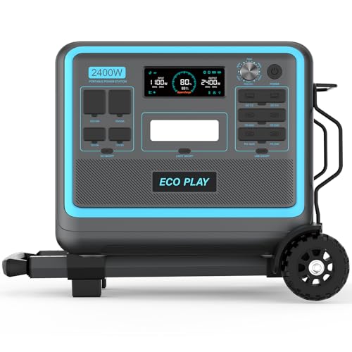 2400W Portable Power Station, 2048Wh LiFePO4 Battery Backup, 1.8H Fast Charging,16 Outputs, Variable Input Power, 4000+ Cycle Life, LED Light, Outdoor Generator for Camping, RV, Home, Emergency