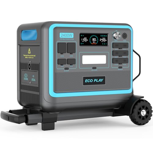 2400W Portable Power Station, 2048Wh LiFePO4 Battery Backup, 1.8H Fast Charging,16 Outputs, Variable Input Power, 4000+ Cycle Life, LED Light, Outdoor Generator for Camping, RV, Home, Emergency