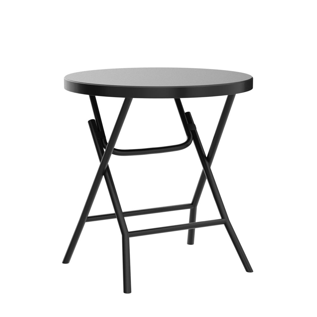 YITAHOME 32 Inch Round Folding Table for Outdoor/Indoor, Lightweight Foldable Table w/Thick Table Top and Sturdy Metal Frame, Ideal for Patio Backyard Dining Room Events, Black