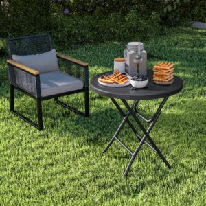 YITAHOME 32 Inch Round Folding Table for Outdoor/Indoor, Lightweight Foldable Table w/Thick Table Top and Sturdy Metal Frame, Ideal for Patio Backyard Dining Room Events, Black