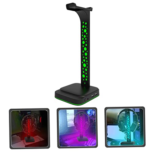 SOLUSTRE Headset Head Accessories Multipurpose LED Holder Gamer Mm Extender Light Table Earphone Desktop RGB Game for Black with USB Gaming Storage Stand Headphone Hub Desk