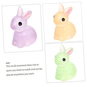 NOLITOY 18pcs Rabbit Ornament Bunny Figurines Animal Toys Animal Figurines Bunny Shape Decor Decoraciones para Salas De Casa Tiny Things Home Decor Miniature Toys Resin Model Luminous