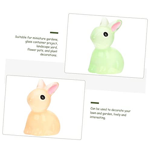 NOLITOY 18pcs Rabbit Ornament Bunny Figurines Animal Toys Animal Figurines Bunny Shape Decor Decoraciones para Salas De Casa Tiny Things Home Decor Miniature Toys Resin Model Luminous