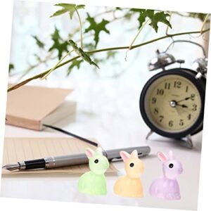 NOLITOY 18pcs Rabbit Ornament Bunny Figurines Animal Toys Animal Figurines Bunny Shape Decor Decoraciones para Salas De Casa Tiny Things Home Decor Miniature Toys Resin Model Luminous