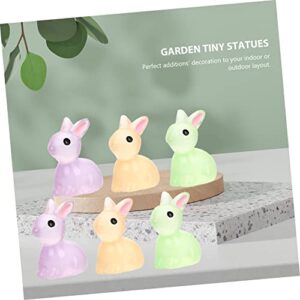 NOLITOY 18pcs Rabbit Ornament Bunny Figurines Animal Toys Animal Figurines Bunny Shape Decor Decoraciones para Salas De Casa Tiny Things Home Decor Miniature Toys Resin Model Luminous