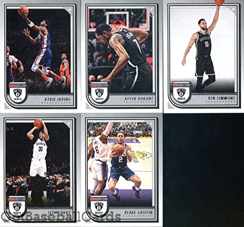 2022-23 Panini NBA Hoops Veteran Brooklyn Nets Team Set of 10 Cards: Kyrie Irving(#9), Kevin Durant(#10), Ben Simmons(#11), Seth Curry(#12), Blake Griffin(#13), Cameron Thomas(#14), Joe Harris(#15), Kessler Edwards(#16), Day'Ron Sharpe(#17), Royce O'Neale