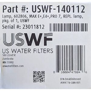 602806 Replacement UV Lamp | Fits the VIQUA E/E+/E4/E4+/E4-V, Pro 7, & UVMax 28 Series UV Systems | Made in the USA, US Water Filters