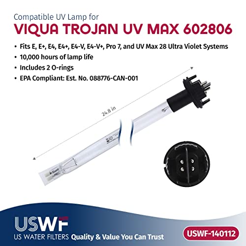 602806 Replacement UV Lamp | Fits the VIQUA E/E+/E4/E4+/E4-V, Pro 7, & UVMax 28 Series UV Systems | Made in the USA, US Water Filters