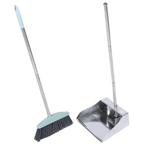 iplusmile 1 set garbage shovel sweeping broom dustpan indoor broom dustpan broom and shovel standing dustpan broom and dustpan kit shop broom kitchen broom office abs bucket stainless steel