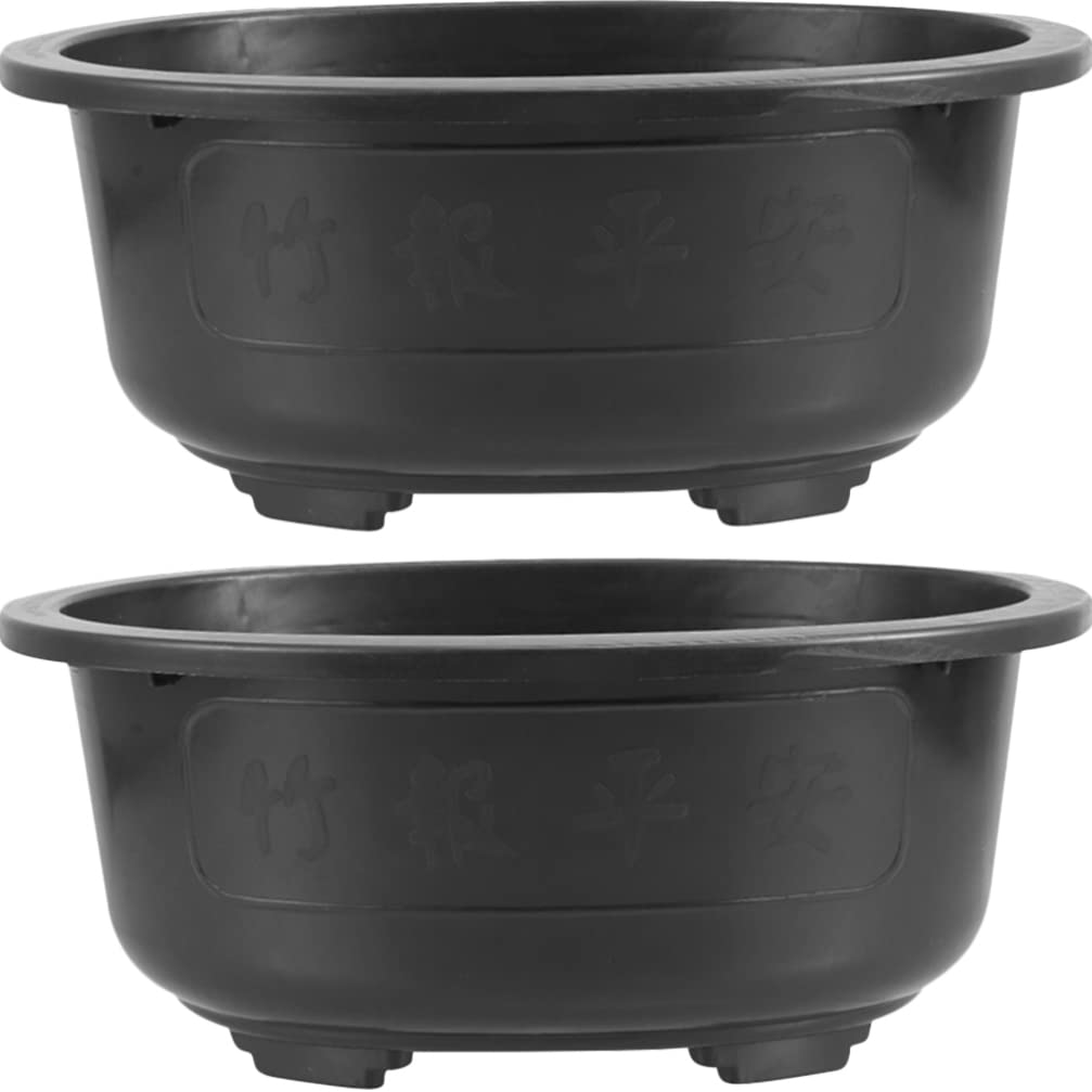 Yardwe Plant Pots Plant Pots Plant Pots 2pcs Household Large Bonsai Pot Oval Planter Ornament Reusable Flower Planting Container (38X30CM) Hanging Planter Hanging Planter Hanging Planter