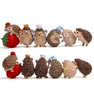 Hedgehog Miniatures 1/5PCS Resin Miniature Landscape Cute Cartoon Micro Hedgehog Tiny Figurines Garden Home Desk Bonsai Decor Ornaments(E)