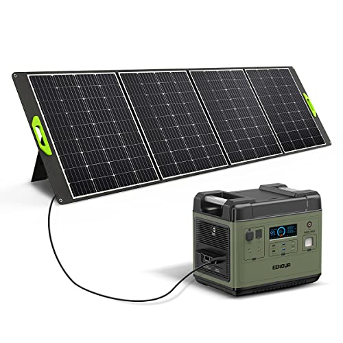 EENOUR Solar Generator P2001 2000Wh Capacity with 1X Solar Panel 400W, 6X 110V/2000W AC Outlets, Ideal for Home Backup, Emergency, Outdoor Camping