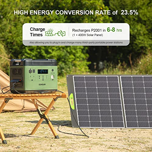 EENOUR Solar Generator P2001 2000Wh Capacity with 1X Solar Panel 400W, 6X 110V/2000W AC Outlets, Ideal for Home Backup, Emergency, Outdoor Camping