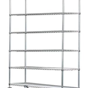 Omega 21" Deep x 42" Wide x 102" High 6 Tier Chrome Wire Shelf Truck with 1200 lb Capacity