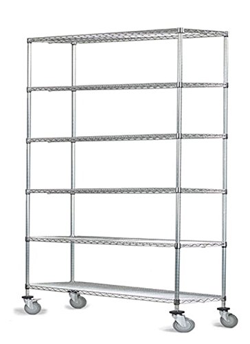 Omega 21" Deep x 42" Wide x 102" High 6 Tier Chrome Wire Shelf Truck with 1200 lb Capacity