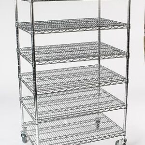 Omega 21" Deep x 42" Wide x 102" High 6 Tier Chrome Wire Shelf Truck with 1200 lb Capacity