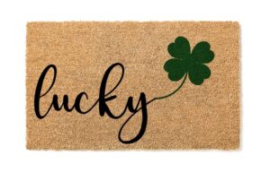 lucky shamrock doormat | st. patrick's day housewarming gift door mat | premium quality, thick 100% coir coconut husk front & made in the usa - doormat (18x30)