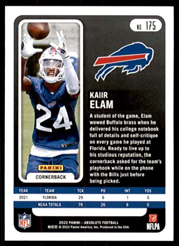 KAIIR ELAM RC 2022 Panini Absolute #175 ROOKIE NM+-MT+ NFL Football Bills