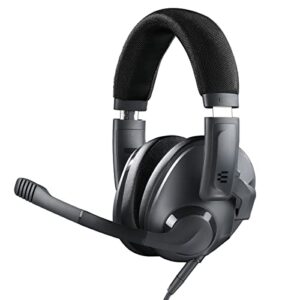 drop + epos h3x gaming headset with microphone, over-ear closed-back design, leatherette and suede earpads, compatible with pc, ps4, ps5, switch, xbox, mac, mobile, and more (meteorite),grey