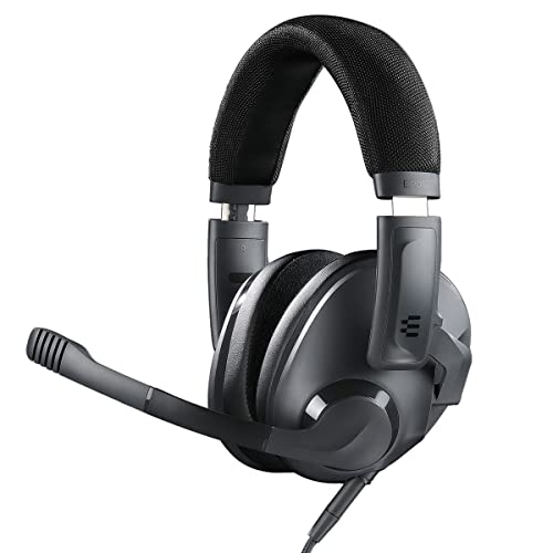 DROP + EPOS H3X Gaming Headset with Microphone, Over-Ear Closed-Back Design, Leatherette and Suede Earpads, Compatible with PC, PS4, PS5, Switch, Xbox, Mac, Mobile, and More (Meteorite),Grey