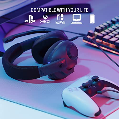 DROP + EPOS H3X Gaming Headset with Microphone, Over-Ear Closed-Back Design, Leatherette and Suede Earpads, Compatible with PC, PS4, PS5, Switch, Xbox, Mac, Mobile, and More (Meteorite),Grey