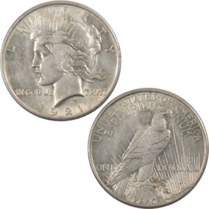 1921 high relief peace dollar borderline uncirculated silver sku:i3458