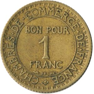 1920-1927 1 Franc Third French Republic Coin. With Seated God Of Mercury Design. 1 Franc Graded By Seller. Circulated Condition.