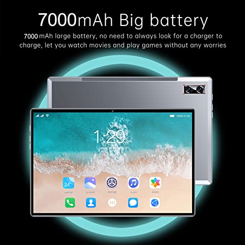 FOTABPYTI 10 Inch Tablet, Tablet PC 100-240V IPS Screen Fast Charging 6GB 256GB for Android 11 for Study for Student (Grey)