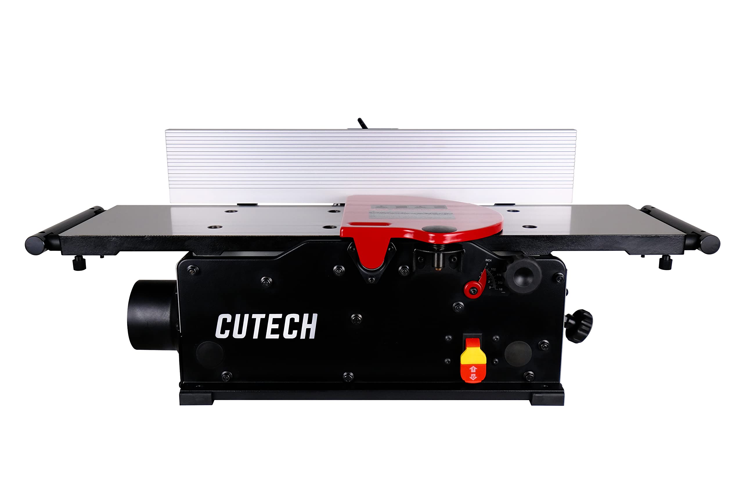 Cutech 40180HI 8-Inch Spiral Cutterhead Benchtop Jointer with Cast Iron Tables, 16 Tungsten Carbide Inserts, Extra Long 24" Fence and Additional Fence Brackets