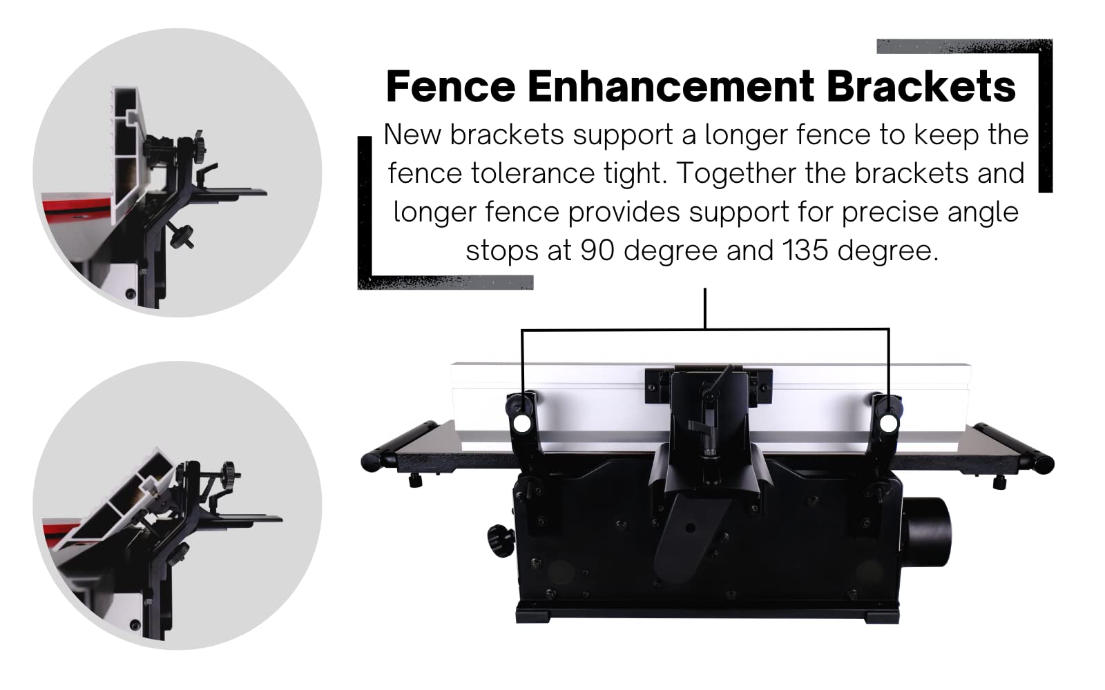 Cutech 40180HI 8-Inch Spiral Cutterhead Benchtop Jointer with Cast Iron Tables, 16 Tungsten Carbide Inserts, Extra Long 24" Fence and Additional Fence Brackets