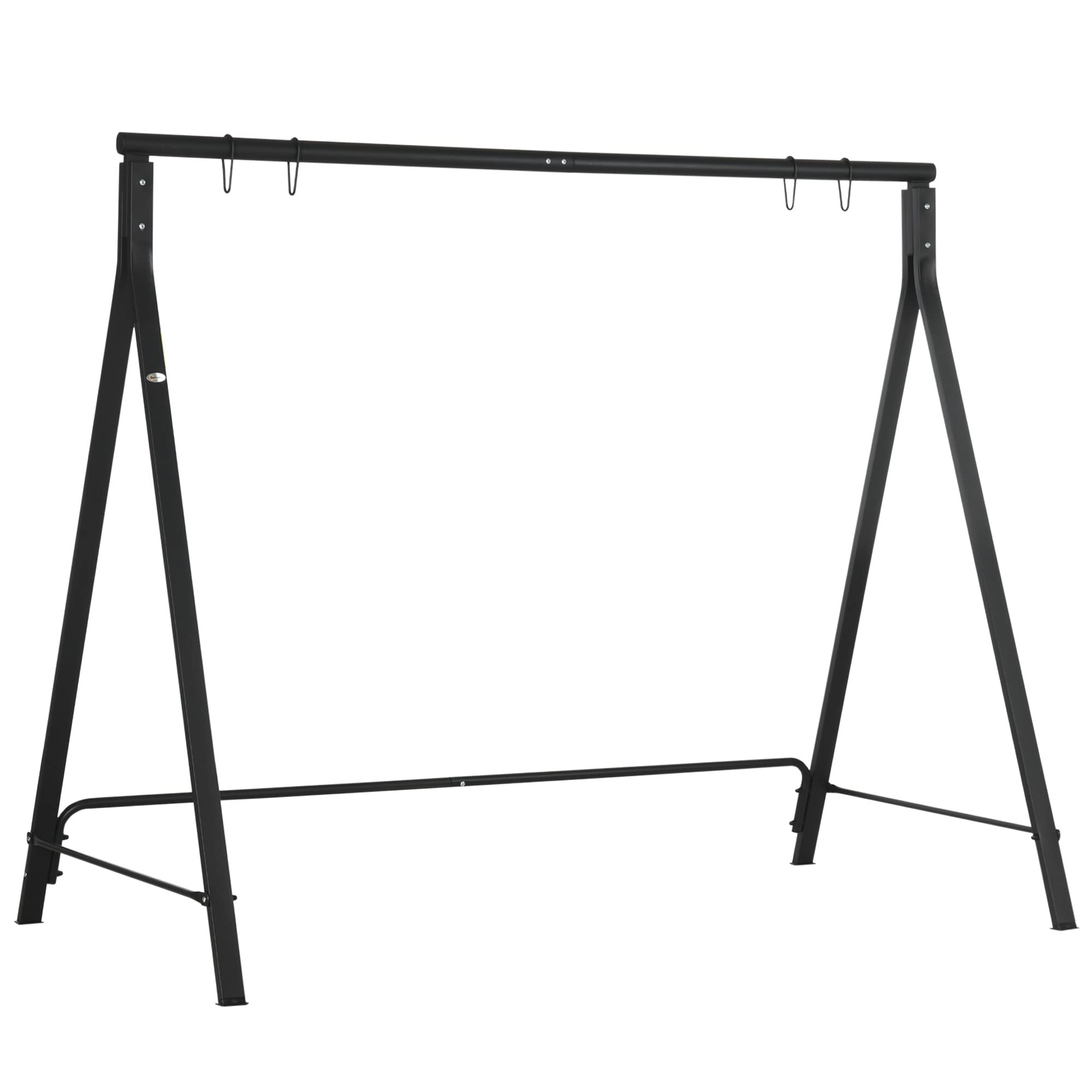 Outsunny Metal Porch Swing Stand, Heavy Duty Swing Frame, Hanging Chair Stand Only, 660 LBS Weight Capacity, for Backyard, Patio, Lawn, Playground, Black