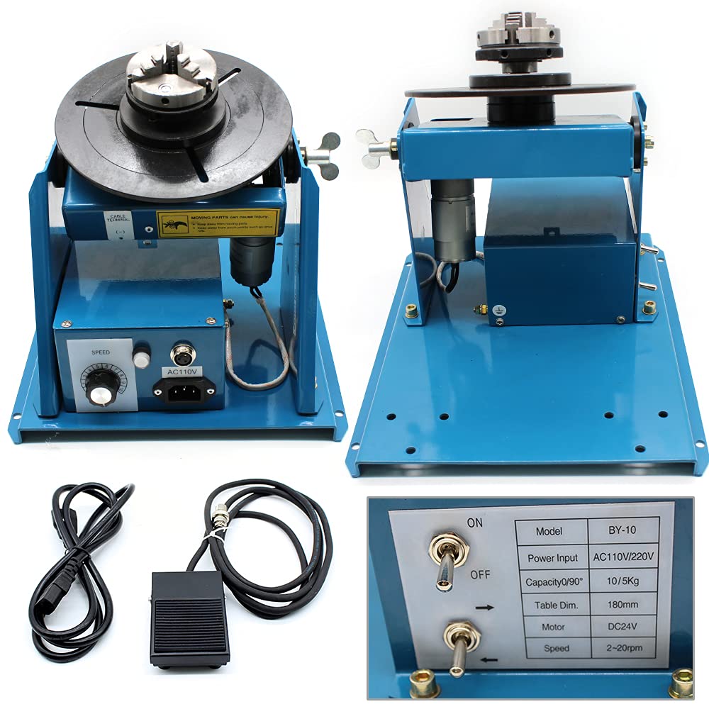 KannBeki 10KG Rotary Welding Positioner Turntable Table, 110V Portable Welder Positioner Turntable Machine 2.5" 3 Jaw,2-10 r/min