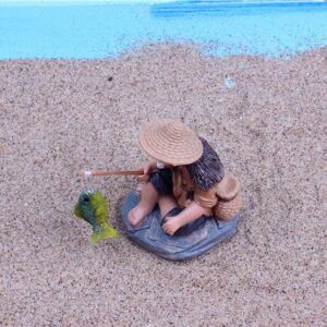 Mini Fisherman Figurines Miniature Resin Fisherman Bonsai Figurine for Fish Tank Bonsai Landscape Fairy Garden Decoration