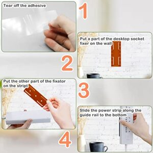 HINGTAI 4 PCS Self-adhesive Desktop Socket Holder, Simple and Fast Installation, No Drilling Required, ABS Material, Suitable for Marble, Tile, Wood, Plastic