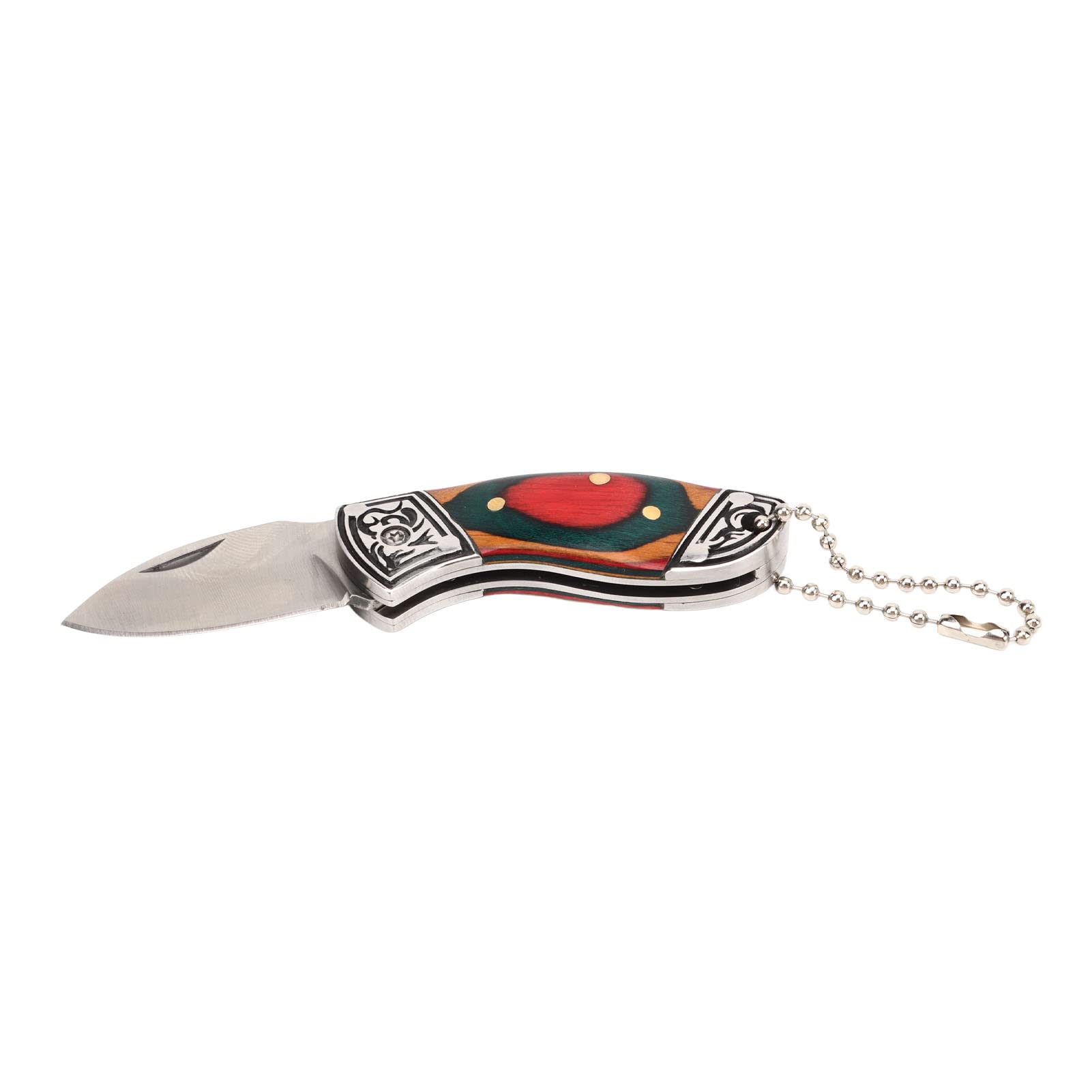 Folding Pocket Knife, Pocket Knife Wood Handle Proof Stainless Steel Blade for Paring (Red Yellow Green)