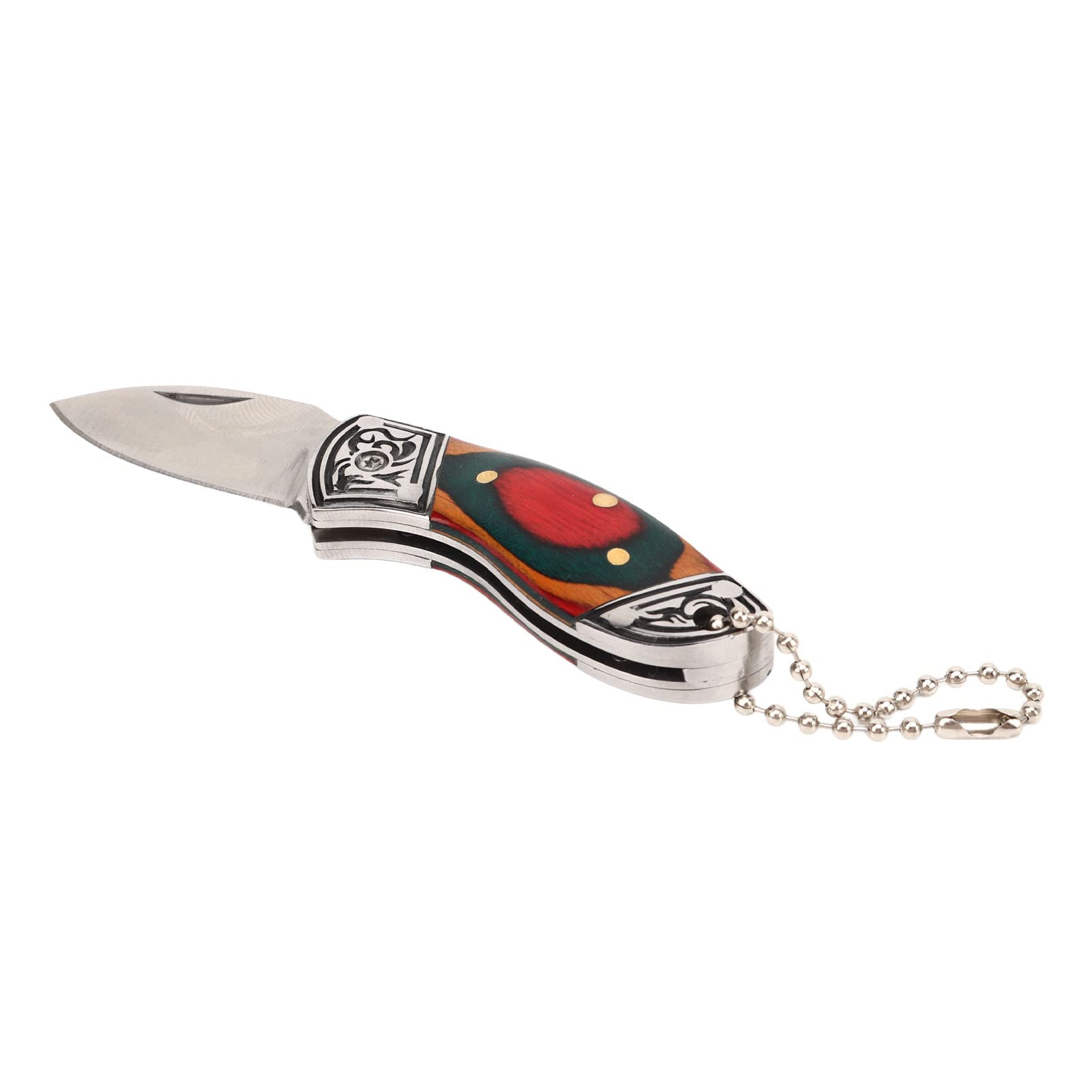 Folding Pocket Knife, Pocket Knife Wood Handle Proof Stainless Steel Blade for Paring (Red Yellow Green)