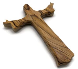 small wooden cross for wall carved in the shape of the crucifix cross, olive wood cross jesus christ resurrection cross wall décor, holy cross wall decor, religious easter decorations for home