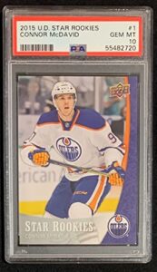 connor mcdavid 2015 upper deck star rookies hockey card #1 graded psa 10