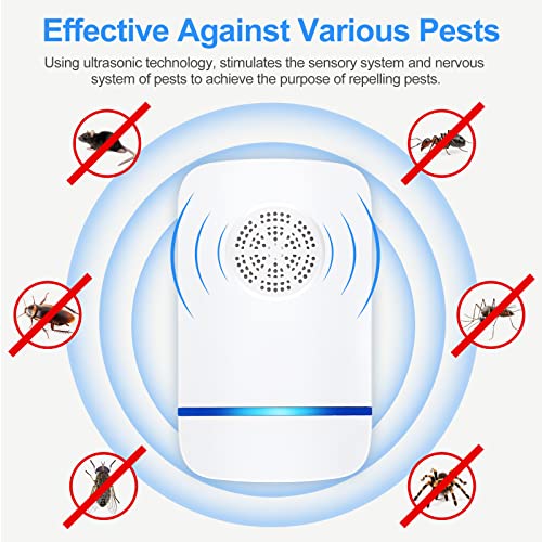 Ultrasonic Pest Repeller 6 Packs, Pest Repellent Ultrasonic Plug in Indoor Pest Control for Insect Mouse Spider Ant Bug, Roach Repellent Indoor for Home, Garage, Warehouse, Office, Hotel