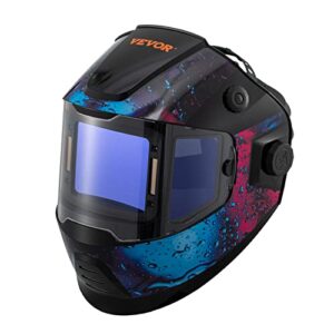 vevor welding helmet auto darkening large viewing with side view 4.25" x 3.23", welding hood true color, welding mask solar powered, 4 arc sensor, wide shade 4-8/9-13 for tig mig arc weld grinding