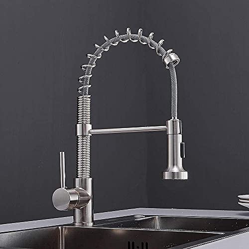 Spring Pull Out Kitchen Faucet Nickel Pull Down Kitchen Sink Faucet Luxury Hot & Cold Total Brass Kitchen Mixer tap Black