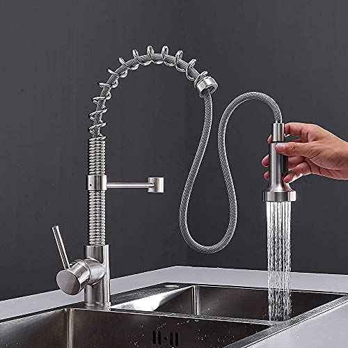 Spring Pull Out Kitchen Faucet Nickel Pull Down Kitchen Sink Faucet Luxury Hot & Cold Total Brass Kitchen Mixer tap Black