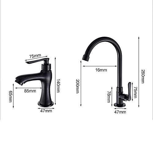 Scrub Black Tap Bronze Single Cold Faucet Balcony Basin Pedestal Basin Fauce Laundry Tub Kitchen Wash Basin Can Rotate Water-tap(Size:High)