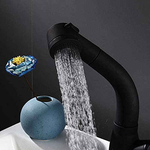 Kitchen Sink Taps Faucet Spiral Spring Kitchen Sink Mixer Tap Low Pressure Basin Mixer Tap with Dish Rinser Matte Black Chrome