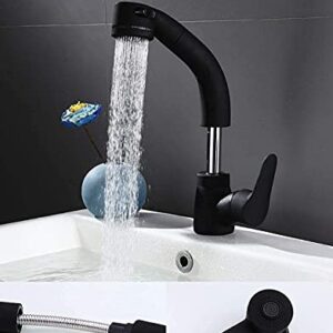 Kitchen Sink Taps Faucet Spiral Spring Kitchen Sink Mixer Tap Low Pressure Basin Mixer Tap with Dish Rinser Matte Black Chrome