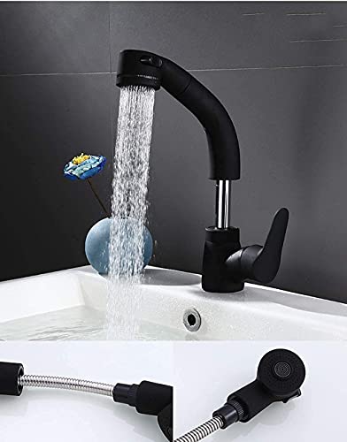 Kitchen Sink Taps Faucet Spiral Spring Kitchen Sink Mixer Tap Low Pressure Basin Mixer Tap with Dish Rinser Matte Black Chrome