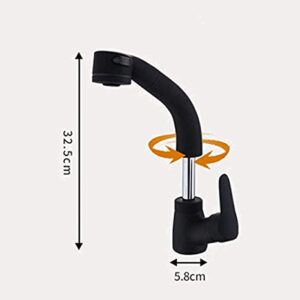 Kitchen Sink Taps Faucet Spiral Spring Kitchen Sink Mixer Tap Low Pressure Basin Mixer Tap with Dish Rinser Matte Black Chrome