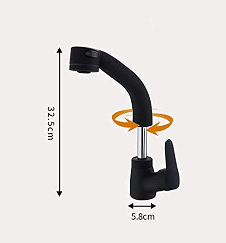 Kitchen Sink Taps Faucet Spiral Spring Kitchen Sink Mixer Tap Low Pressure Basin Mixer Tap with Dish Rinser Matte Black Chrome