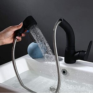 Kitchen Sink Taps Faucet Spiral Spring Kitchen Sink Mixer Tap Low Pressure Basin Mixer Tap with Dish Rinser Matte Black Chrome